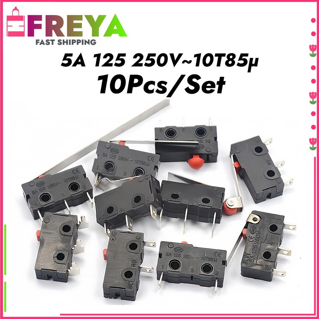 10Pcs Mini Micro Switch 3-Pin SPDT NO/NC 5A 125/250V~ 10T85μ Limit ...