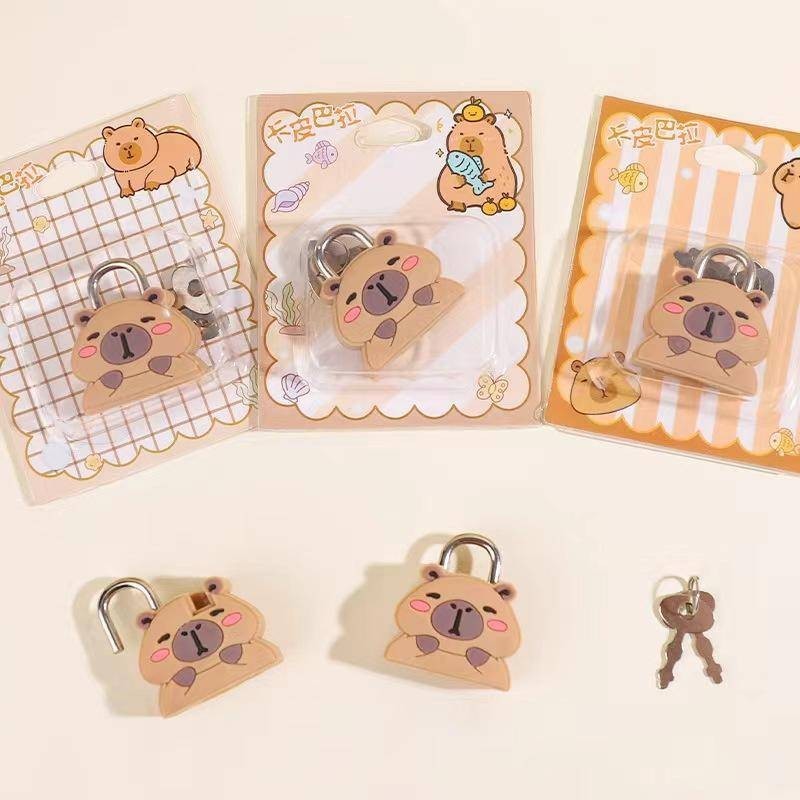 2024 Capybara Cartoon PVC Doll Lock Metal Mini Padlock Creative Cute ...