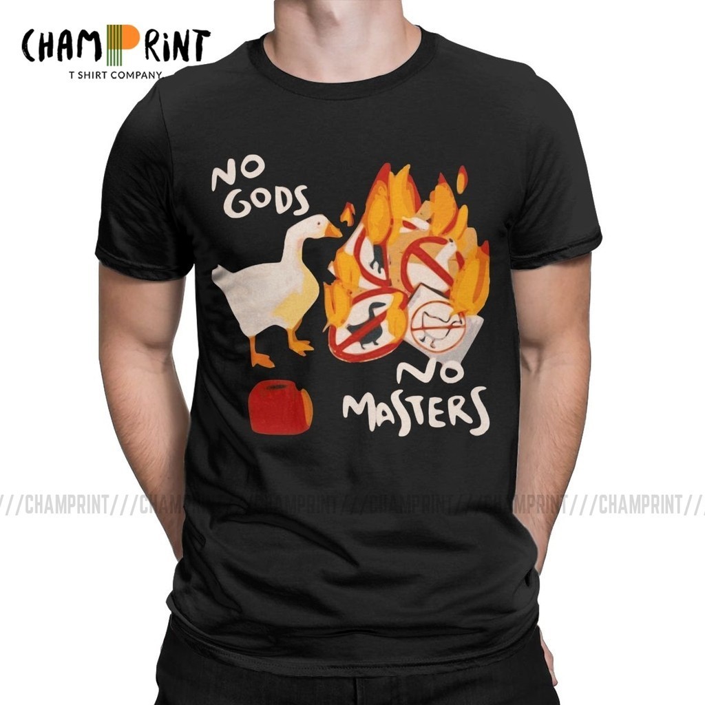 Slim Fit Style Untitled Goose Game No God Masters Meme Funny Tee Body ...