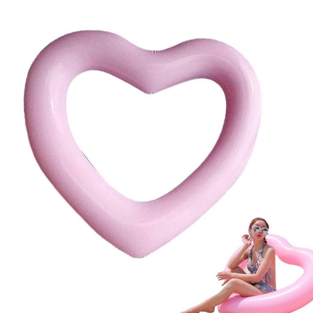 Inflatable Swim Rings Heart Shaped Pool Float Loungers Tube Inflatable ...