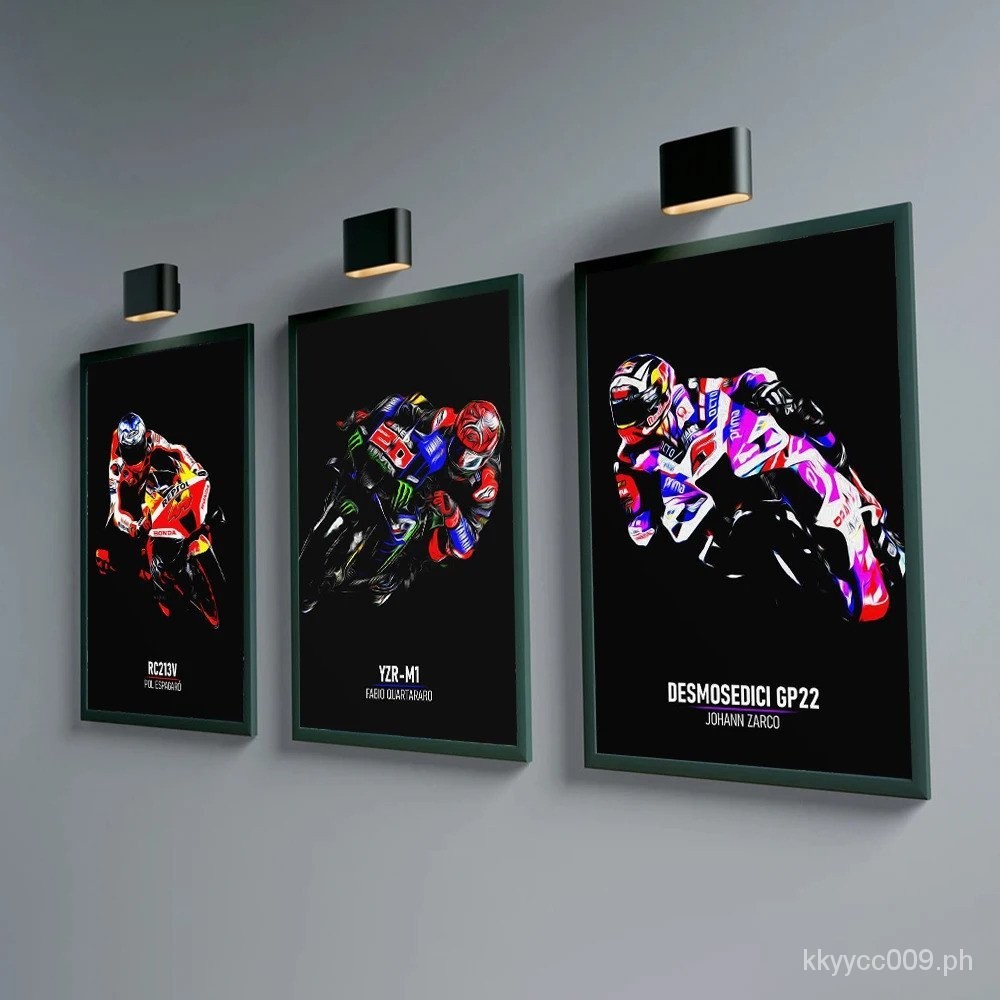 F1 Motorcycle Racing Canvas painting Poster Racer Athlete Colorful Cool ...