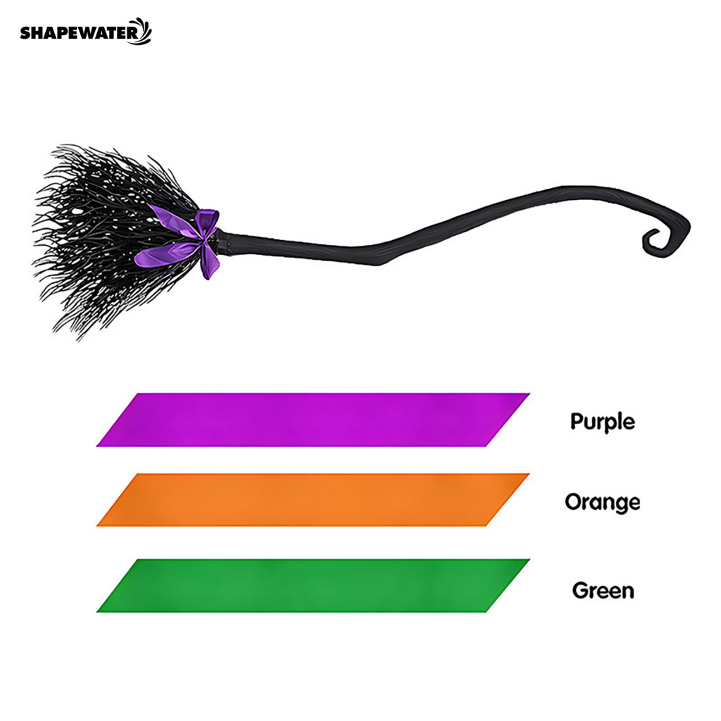 Shapxp Plastic Magic Broom Realistic Halloween Witch Broom with Ribbon ...