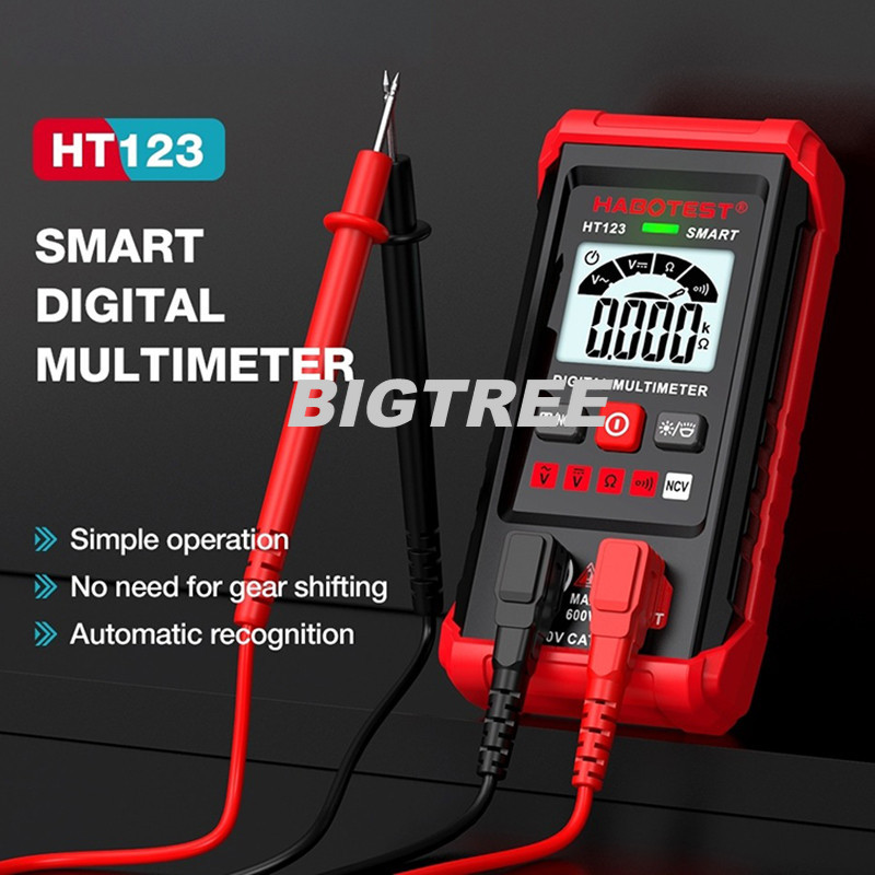 HT123 Smart Mini Digital Multimeter 600V Auto Range Multi Meter AC DC ...