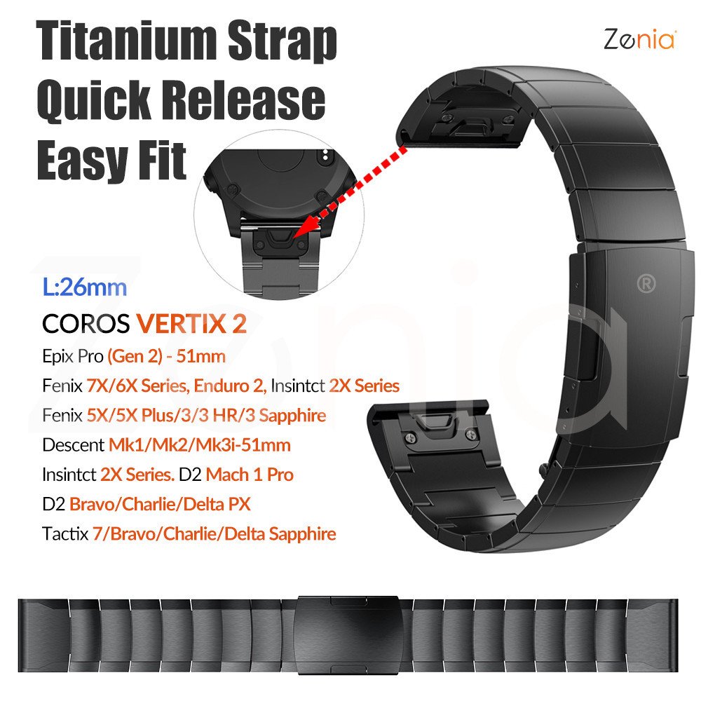 26mm Pure Titanium Alloy Ultralight Watch Strap for Garmin Epix Gen 2 ...