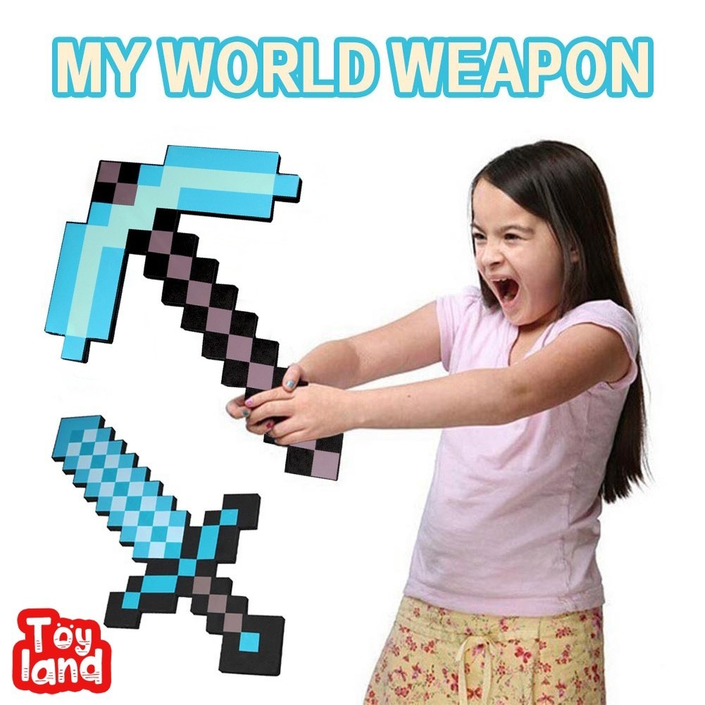Minecraft Toy EVA Foam Diamond Pickaxe Sword Toy Action Figure Toy ...