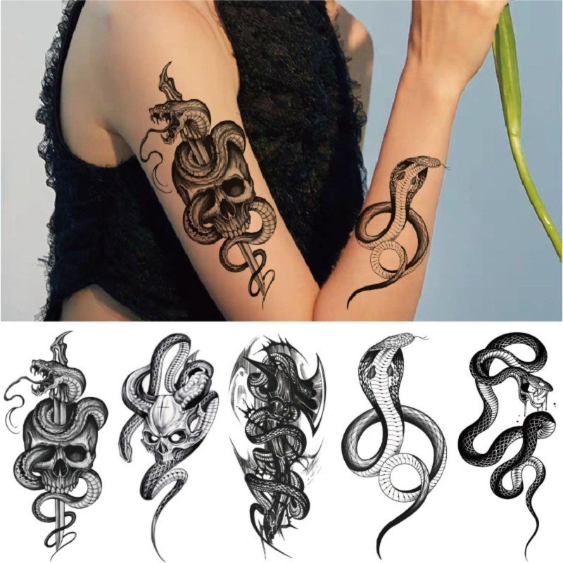 Black Goth Rock Temporary Tattoo Waterproof Long Lasting Temporary ...