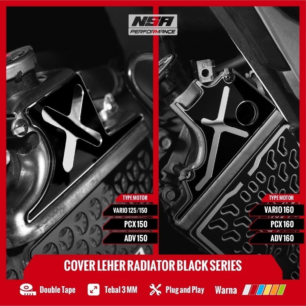 NSA RADIATOR NECK COVER BLACK SERIES HONDA (VARIO PCX ADV STYLO ...