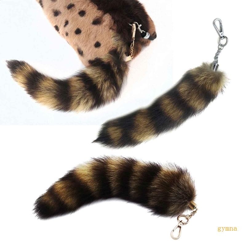 gy Raccoon Tail Key-Ring Fluffy Tails Chain Keychain Animal Keyring ...