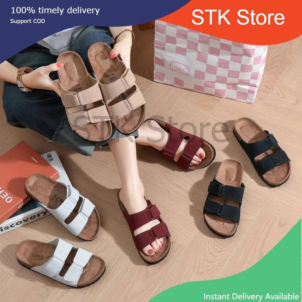 ST921 SHUTA Women and Men Dual-band Flat Cork Sandals Japanese Retro ...
