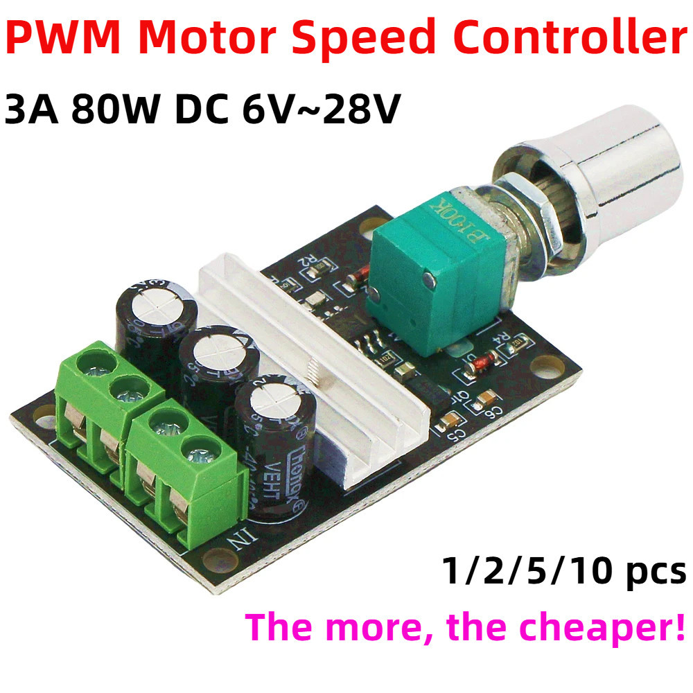 1/5/10pcs DC 6V 12V 24V 28V 3A 80W PWM Motor Speed Controller Regulator Adjustable Motor Speed ...