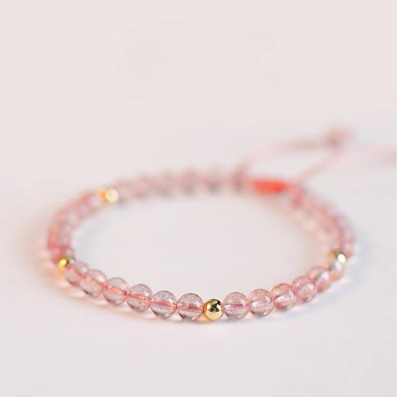 Natural Strawberry Crystal Bracelet Women's Pink Crystal Niche Design ...