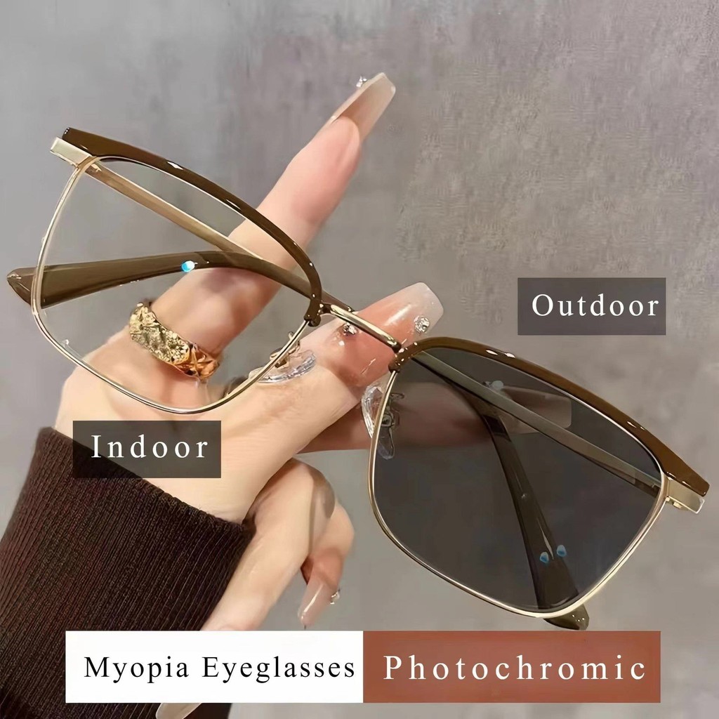 Anti Radiation Eyeglasses 3 In 1 Photochromic Transition Myopia Glasses TR Frame Women Men ...