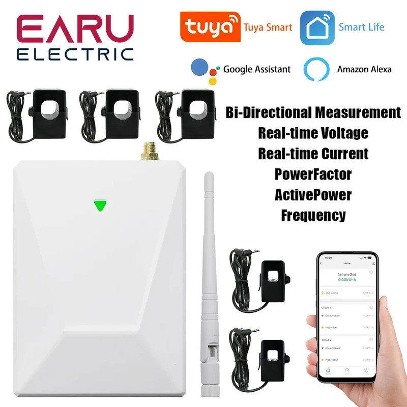 3 Phase 200/300A WIFI Smart Bi-Direrctional Circuit Power Energy kWh ...