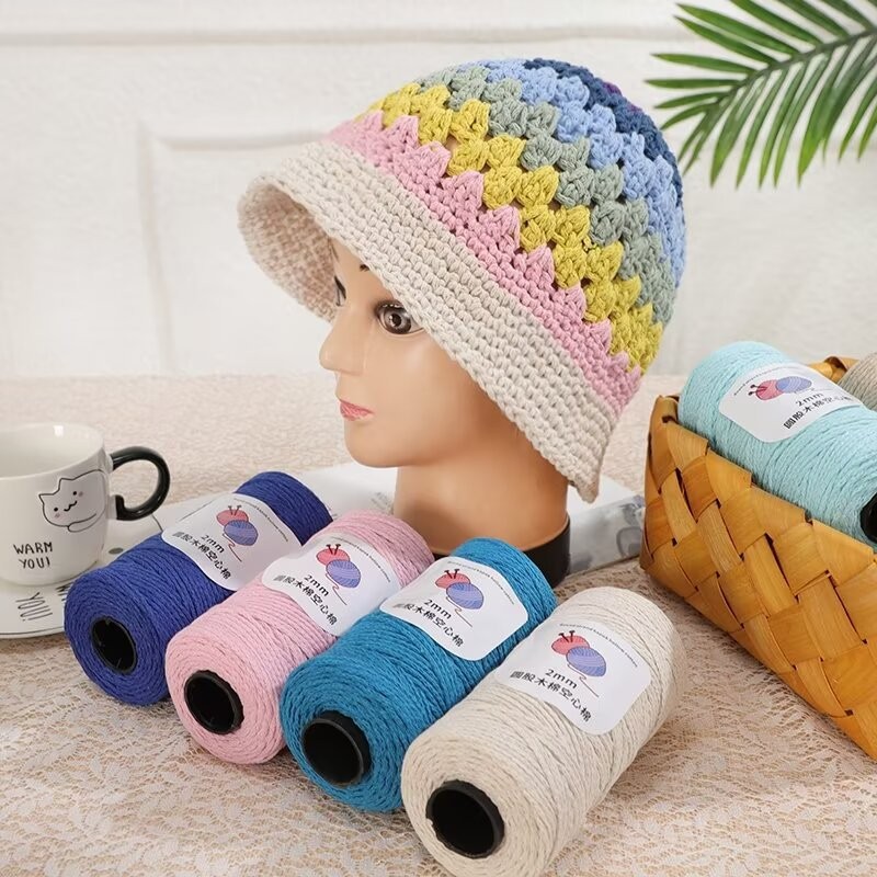 150g/Roll Hollow Cotton Rope Thread 2mm Round Strand Yarn Cotton ...