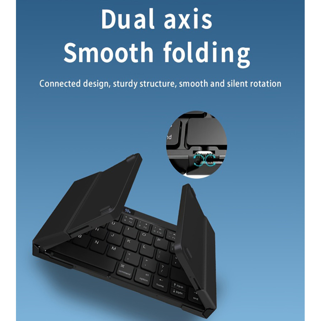 Jomaa Rgb Backlight Bluetooth Foldable Keyboard With Battery Level Display Rechargeable Wireless