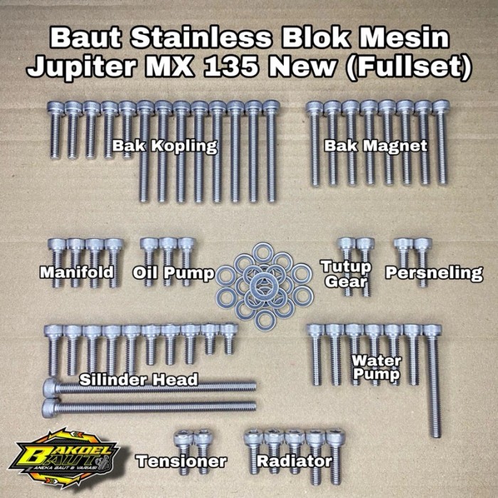MESIN Jupiter MX 135 new full set genuine stainless steel engine block ...