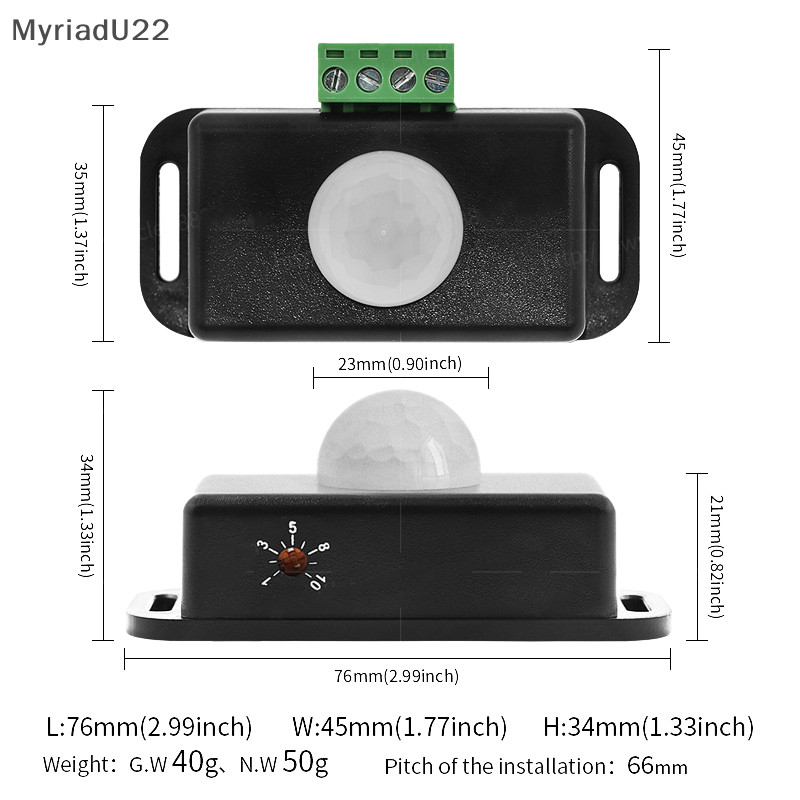MYR DC 12V 24V Adjustable PIR Motion Sensor IR Infrared Detector Light ...