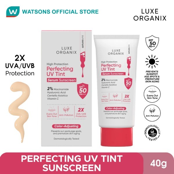 LUXE ORGANIX High Protection Perfecting UV Tint Serum Sunscreen SPF 50 ...