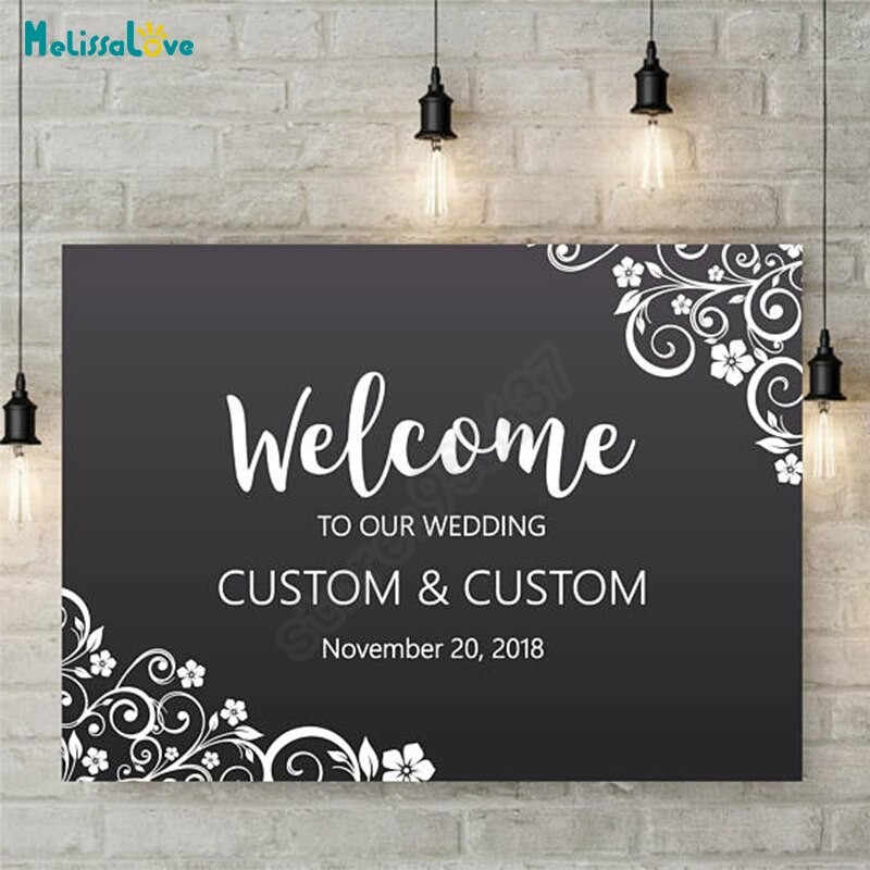 Personalized Wedding Welcome Sign Vinyl Decal Custom Name Date ...