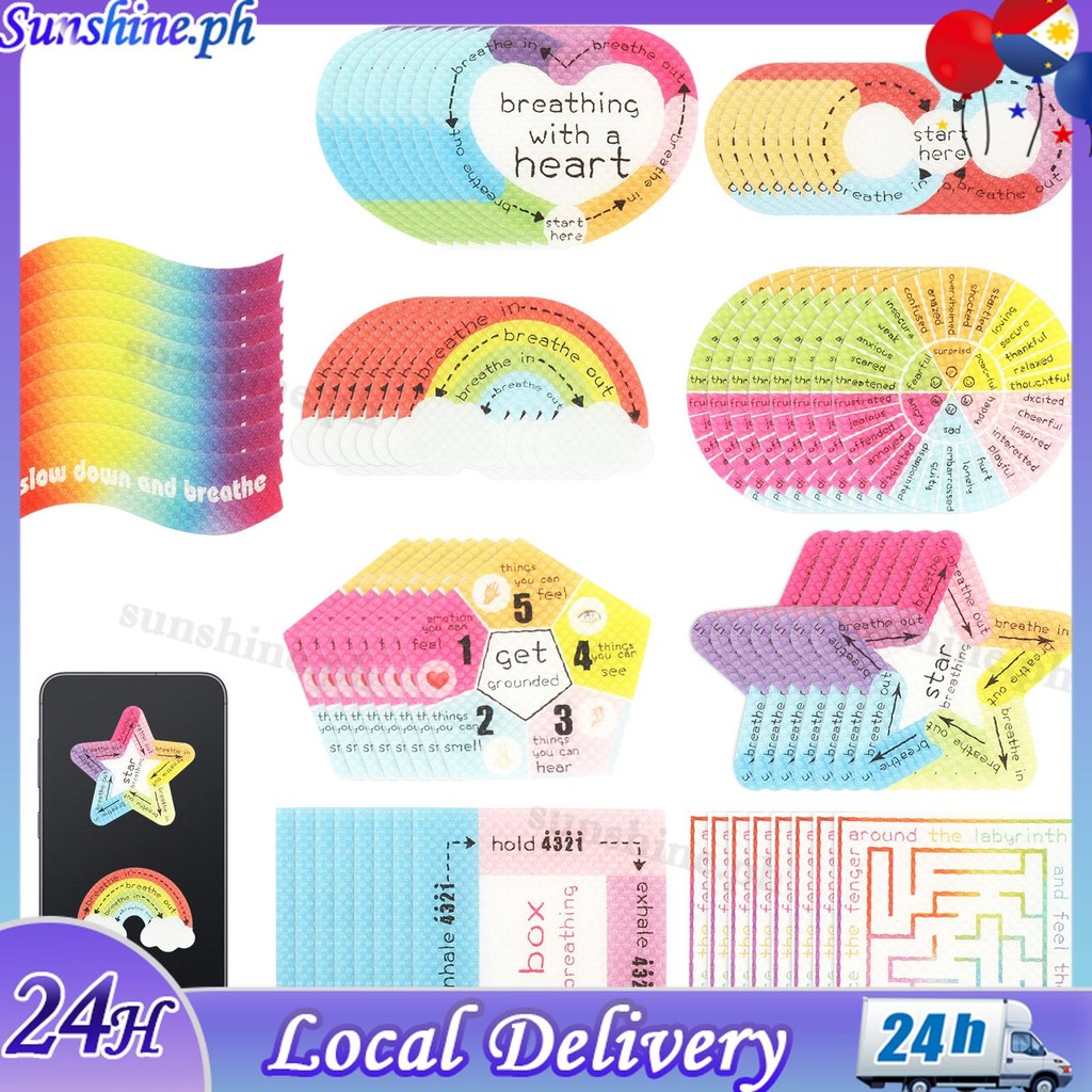 72Pcs Calm Stickers 9 Styles Sensory Stickers Waterproof Mental Health ...