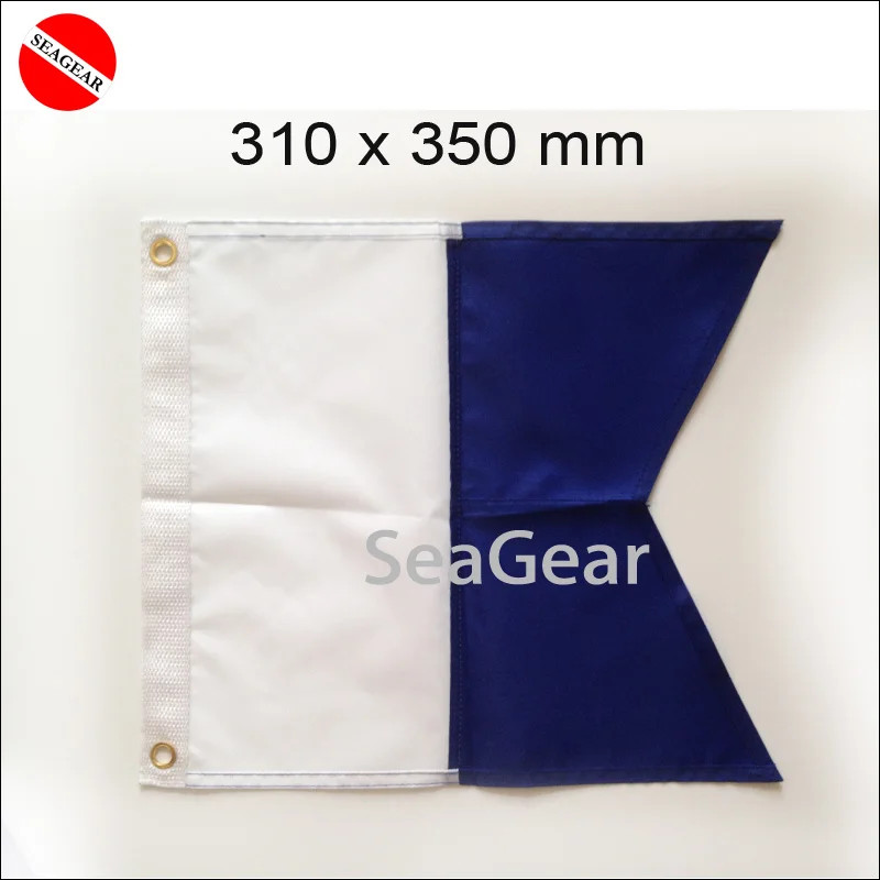 Diving Alpha flag 310mm x 350mm Diving Alpha flag blue white color with ...