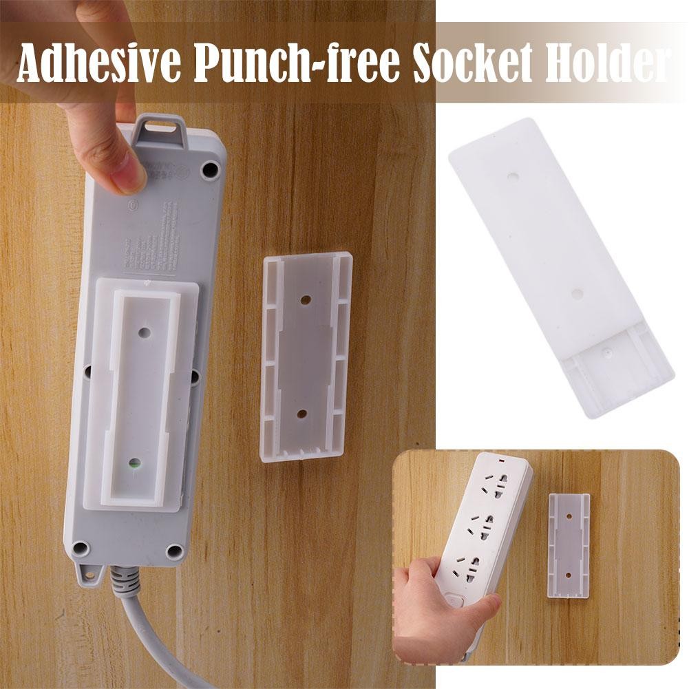 Wall-Mounted Sticker Punch-free Plug Fixer Self-Adhesive Socket Fixer ...