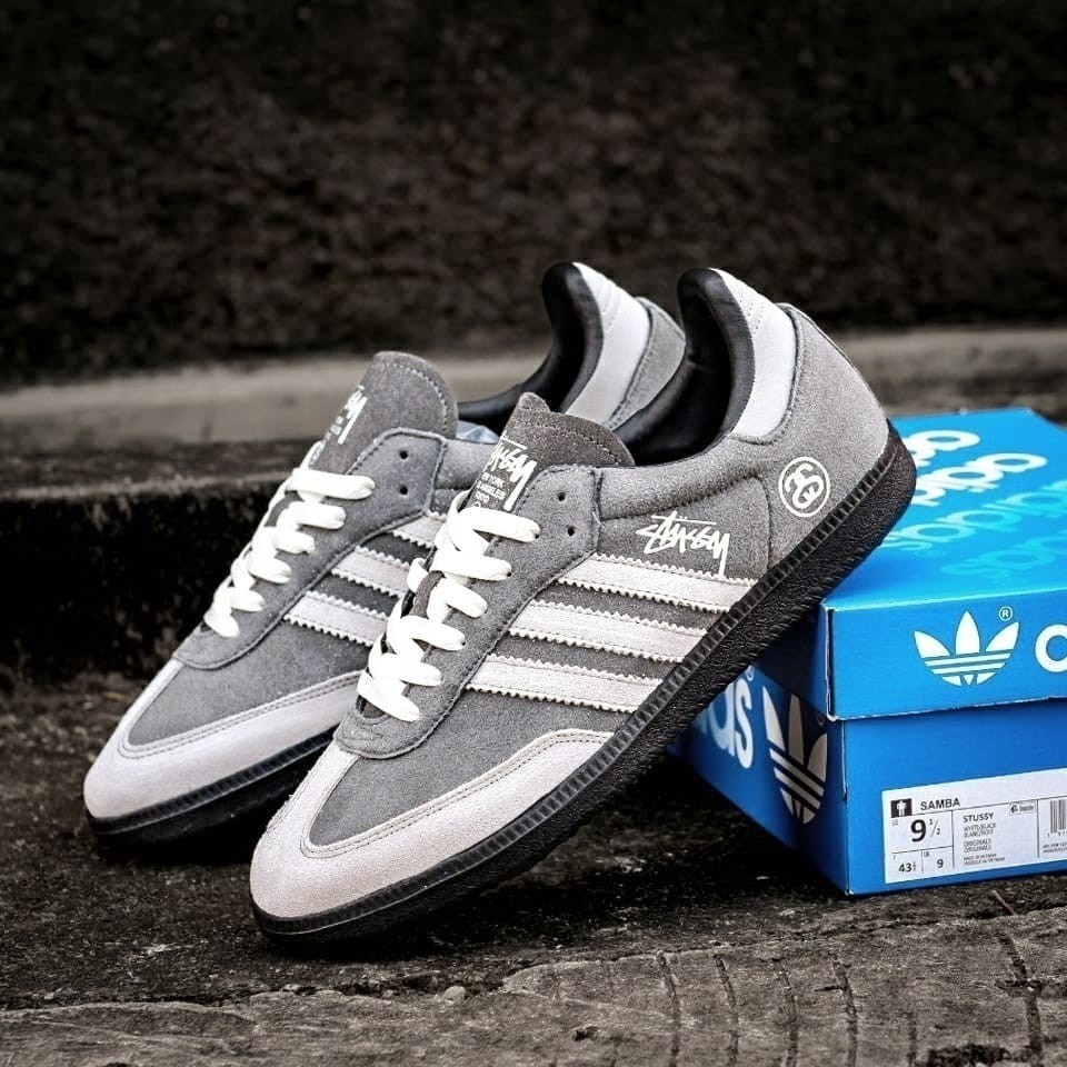 SAMBA OG X STUSSY DARK Gray sneakers For Men Women | Shopee Philippines