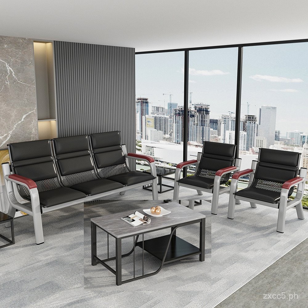Office Sofa Three-Seat Row Chairs Barber Shop Waiting Chair Rest Area ...