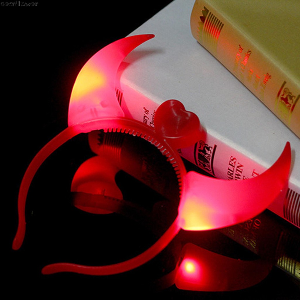 LED Devil Horn Light Up Headband Halloween Costume Head Boppers for ...