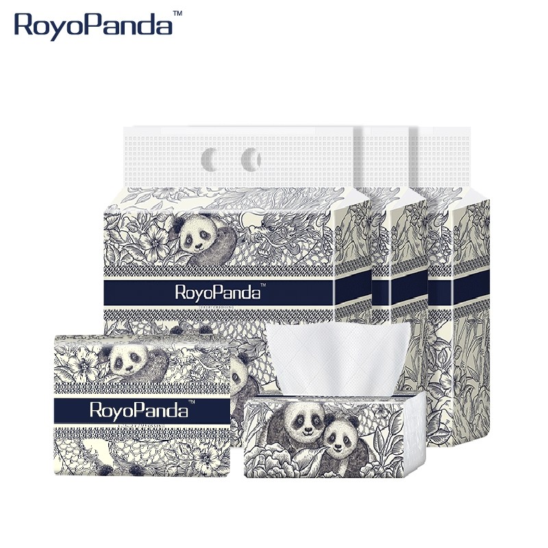 【8/16/24 Packs】 Royo Panda Soft Tissue 138 * 180mm 4 Ply Paper Napkin ...