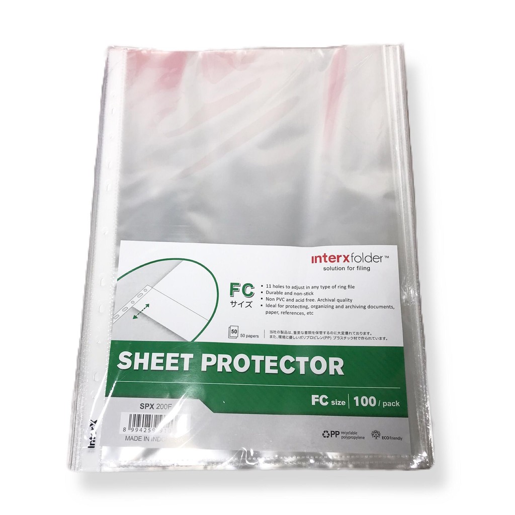 InterXFolder - Sheet Protector Folio F4 Contents 100 Sheets PP Pocket ...