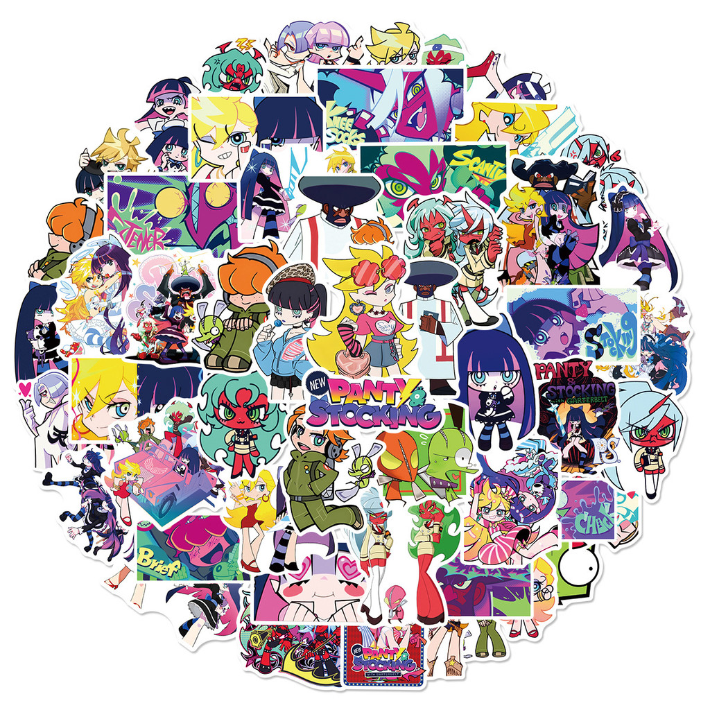 60-Piece Anime Panty & Stocking Graffiti Stickers - Water-Resistant ...