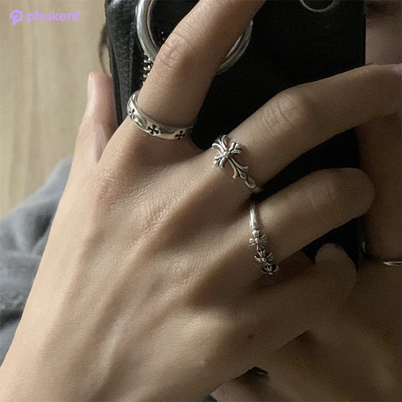 Vintage Cross Ring Design Sense Open Mouth Ring Fashion Personality ...
