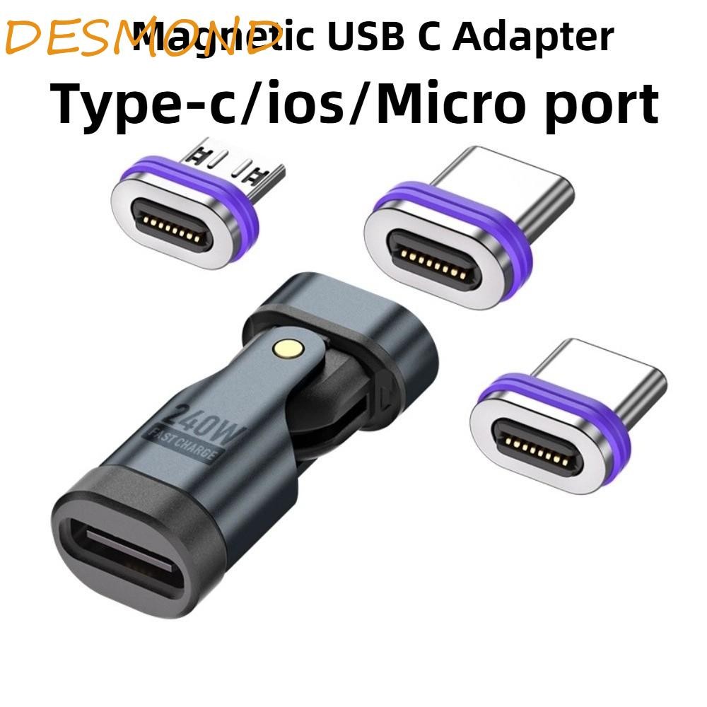 DESMOND Magnetic USB C Adapter, 180° Rotation Ios Port Magnetic USB-C To Type C Converter ...