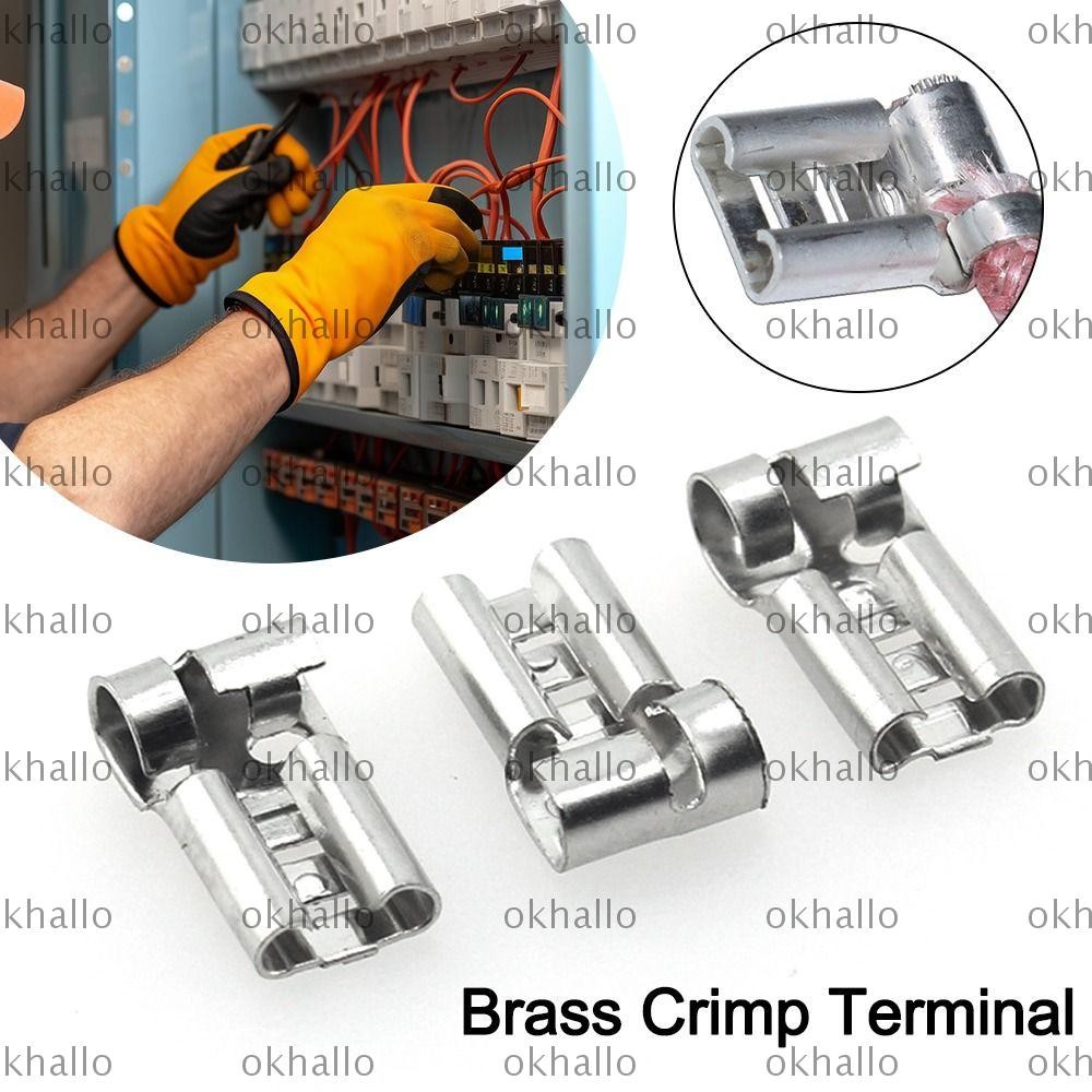 OKHALLO Brass Crimp Terminal, DJ6222-D6.3B Spring Terminals Female ...