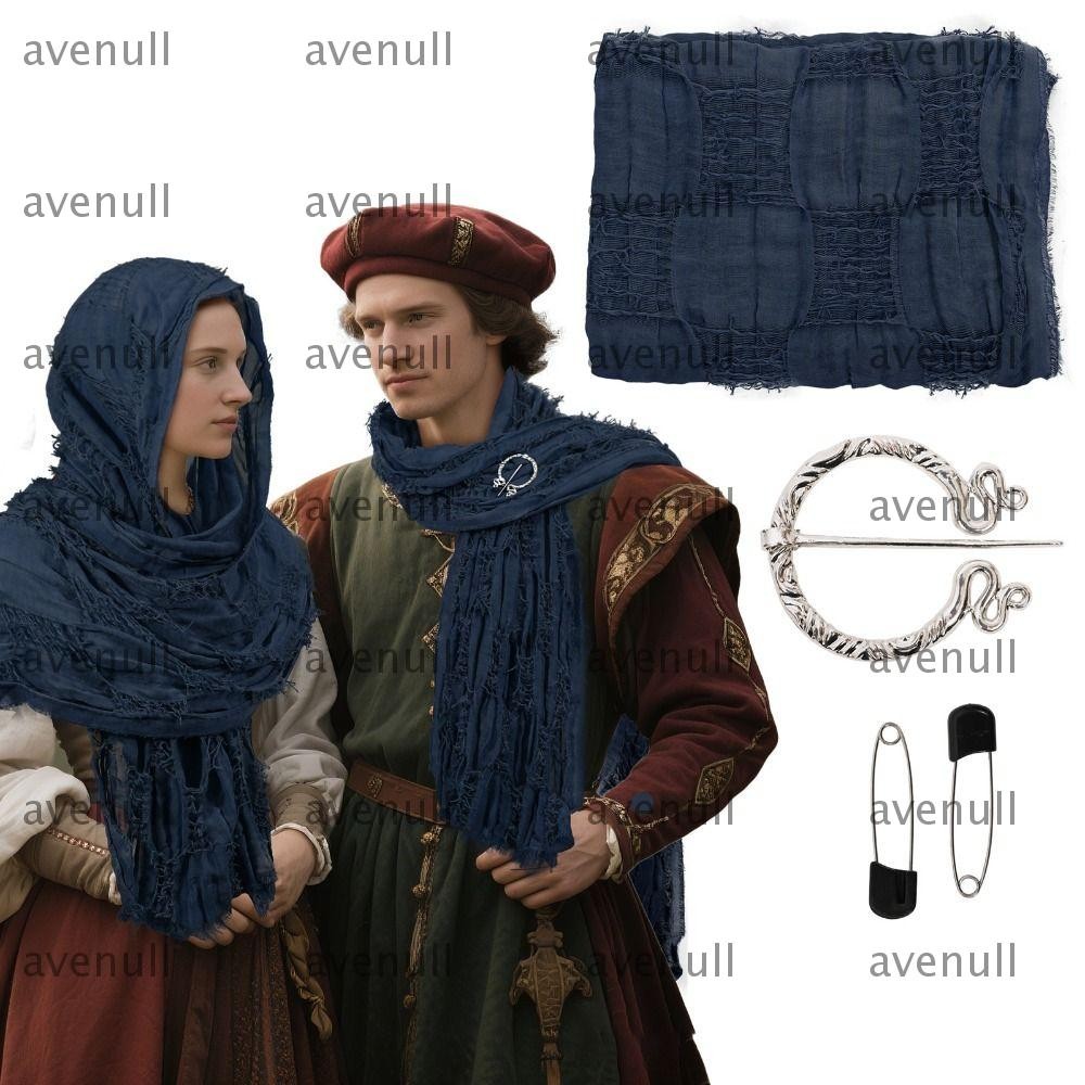 AVENULL Medieval Cloak, Medieval Style With Viking Brooch Hooded Shawl ...