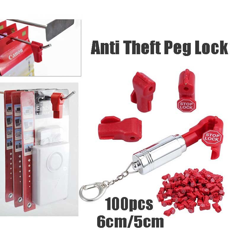 100pcs Anti Theft Peg Lock Store Display Security Display Hook Magnetic ...