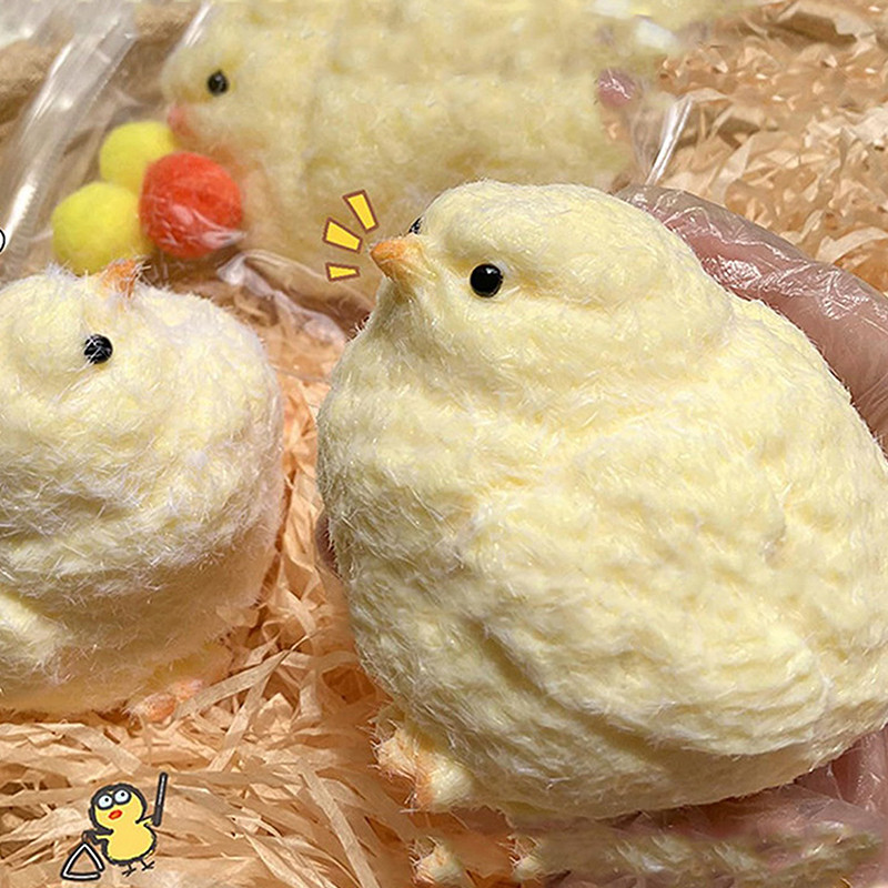 GMARTY Squishy Chicken Kawaii Handmade Silicone Soft Flocked Yellow ...