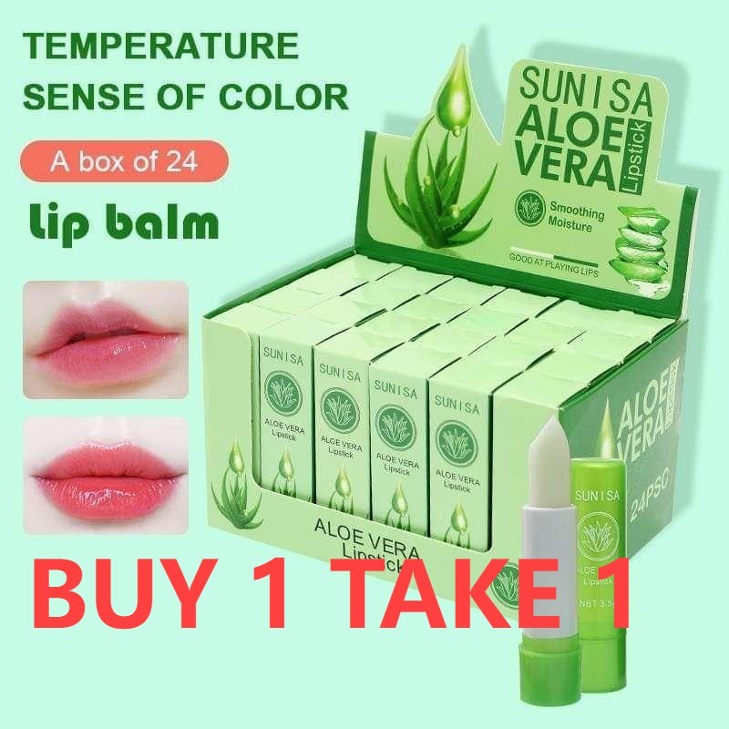 [BUY 1 TAKE 1]Aloe Vera Lip Balm Long Lasting Soothing & Moisturizing ...