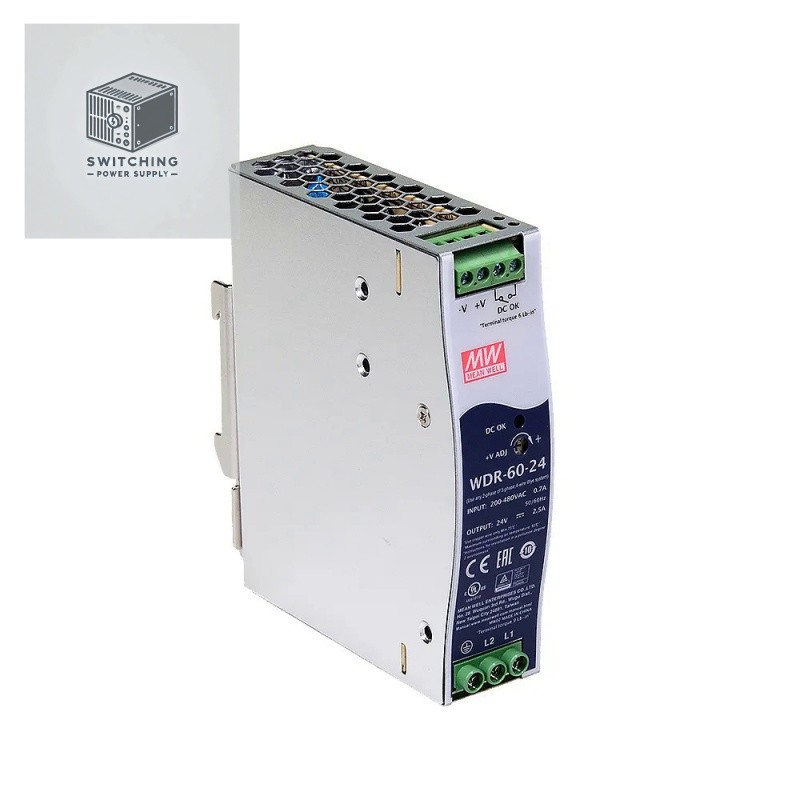Mean Well WDR-60-24 180-550Vac input voltage meanwell DC 24V 2.5A 60W ...