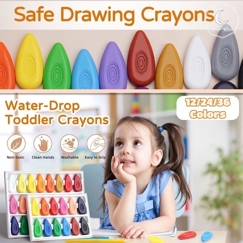 12/24/36 Color Crayons Set Drop Shape Painting Set Non-toxic Watercolor ...