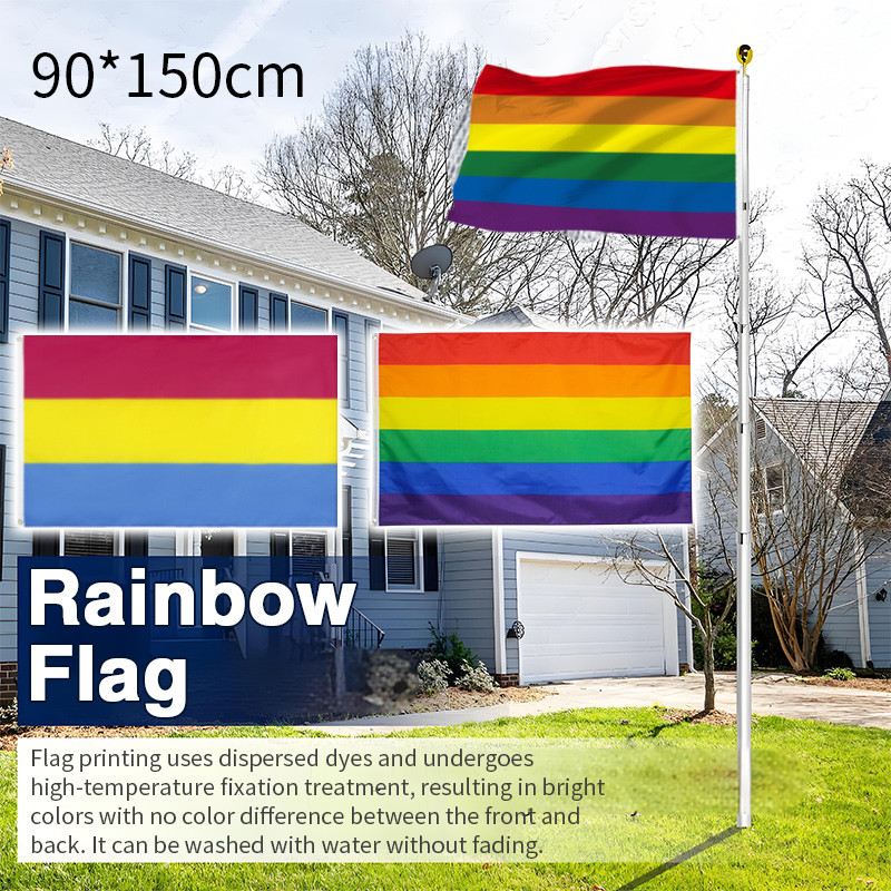 Pride Rainbow Flag 90x150cm Gay Pride Flag Bisexual non-binary lesbian Trans banner Indoor ...