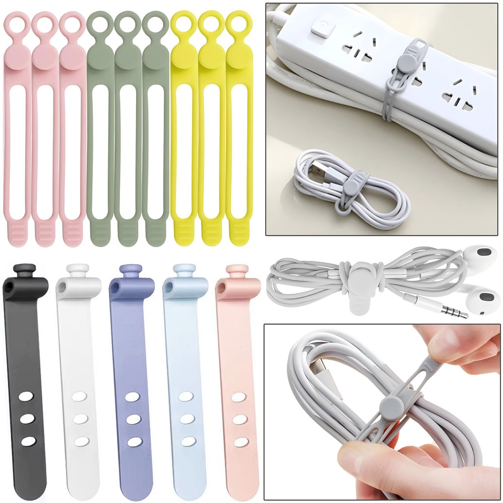 3Types Silicone Cable Straps Wire Organizer / Elastic Cable Organizer ...