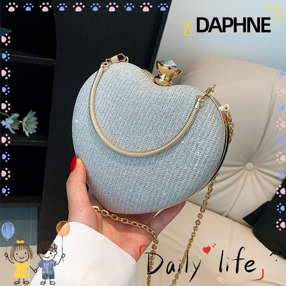 DAPHNE Shoulder Bag, Metal Chain Heart Shape Evening Bag, Elegant ...
