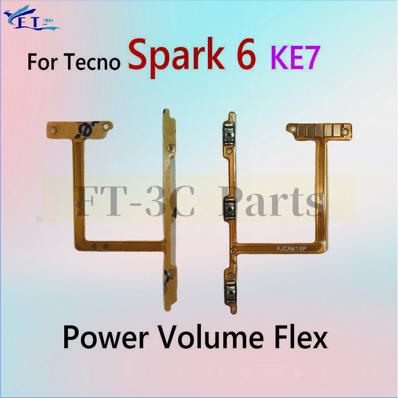 For Tecno Spark 6 KE7 Power On Off Button Volume Buttons Switch Flex ...