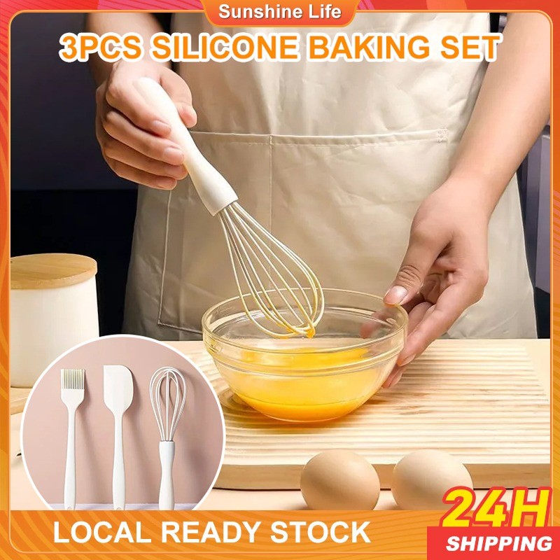 3Pcs Baking Tools And Equipments Sets Oil Brush Spatula Hand Mixer For ...