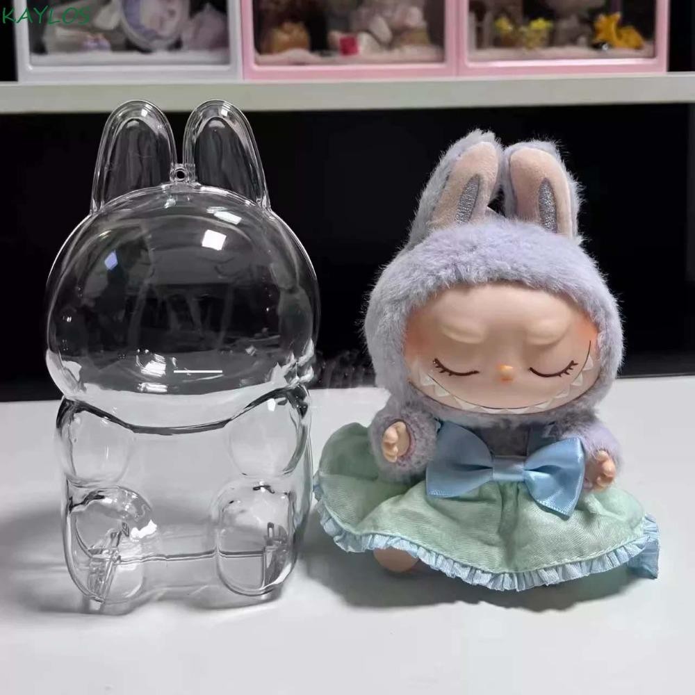 Labubu V2 Protective Acrylic Case MACARON /Transparent Portable Cable ...