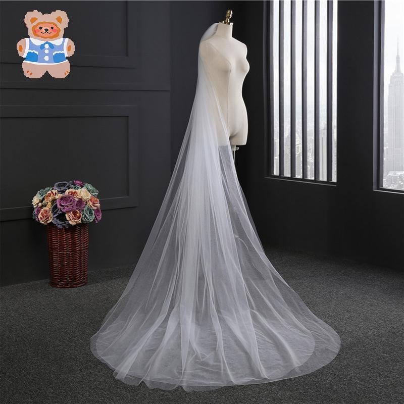 [CRS]Wedding Veil Hot Selling Long 3 m one layer Ivory/White Soft Tulle ...