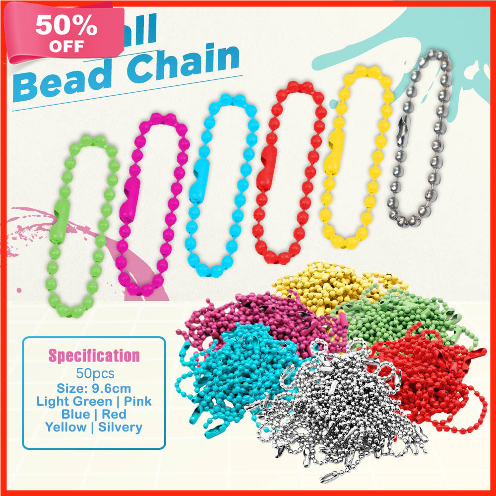 50pcs Ball Beads Chain Metal Hanging Chains Diy Random Colorful Ball ...