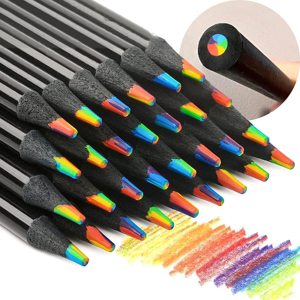 7 in 1 Mixed Color Rainbow Pencil Set 12 Pcs for Painting Drawing ...